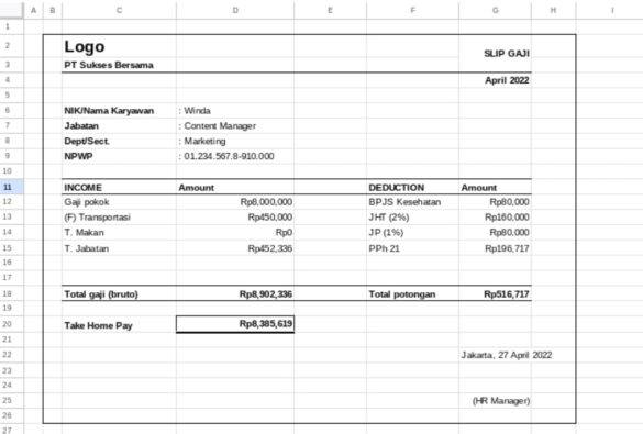 Lengkap! 9 Template Slip Gaji Karyawan Swasta - Blog Gadjian
