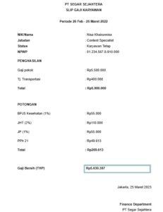 Lengkap! 9 Template Slip Gaji Karyawan Swasta - Blog Gadjian