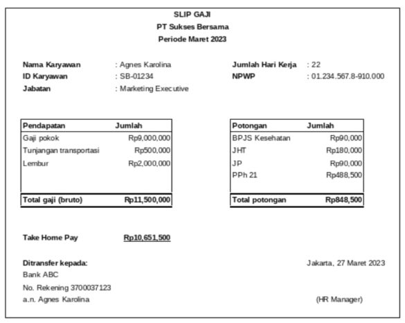 Lengkap! 9 Template Slip Gaji Karyawan Swasta - Blog Gadjian