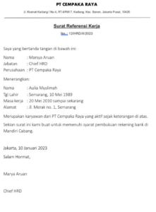 Terbaru! 3 Contoh Surat Referensi Kerja dari Perusahaan - Blog Gadjian