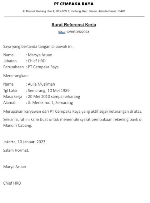 Terbaru! 3 Contoh Surat Referensi Kerja dari Perusahaan - Blog Gadjian