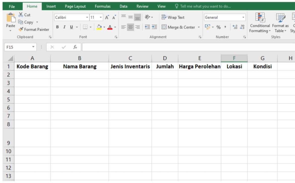 Cara Mudah Membuat Daftar Inventaris Kantor Excel dengan Template dan ...