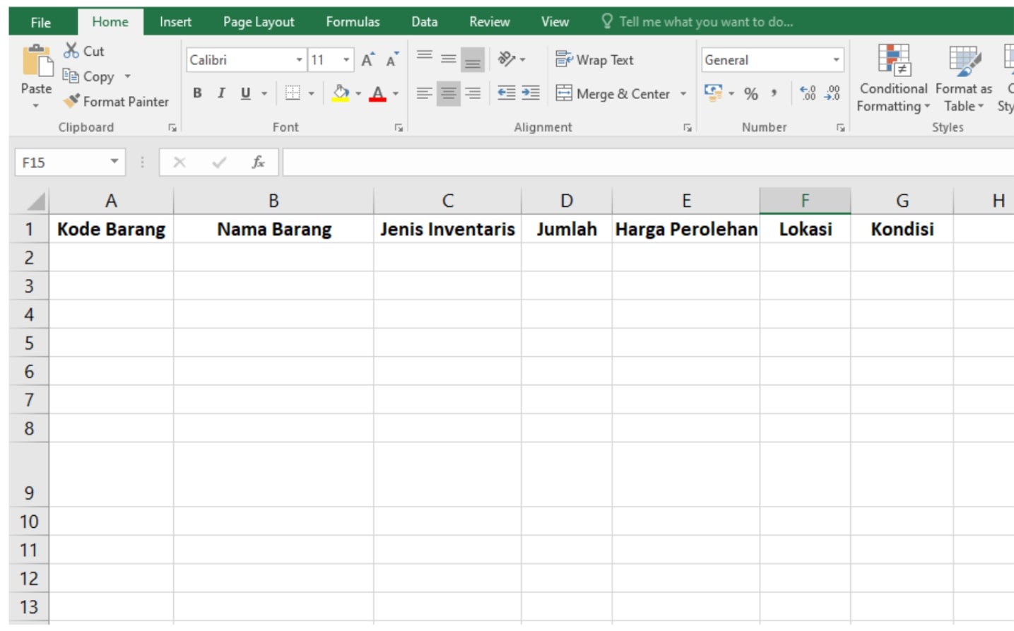 Cara Mudah Membuat Daftar Inventaris Kantor Excel dengan Template dan ...