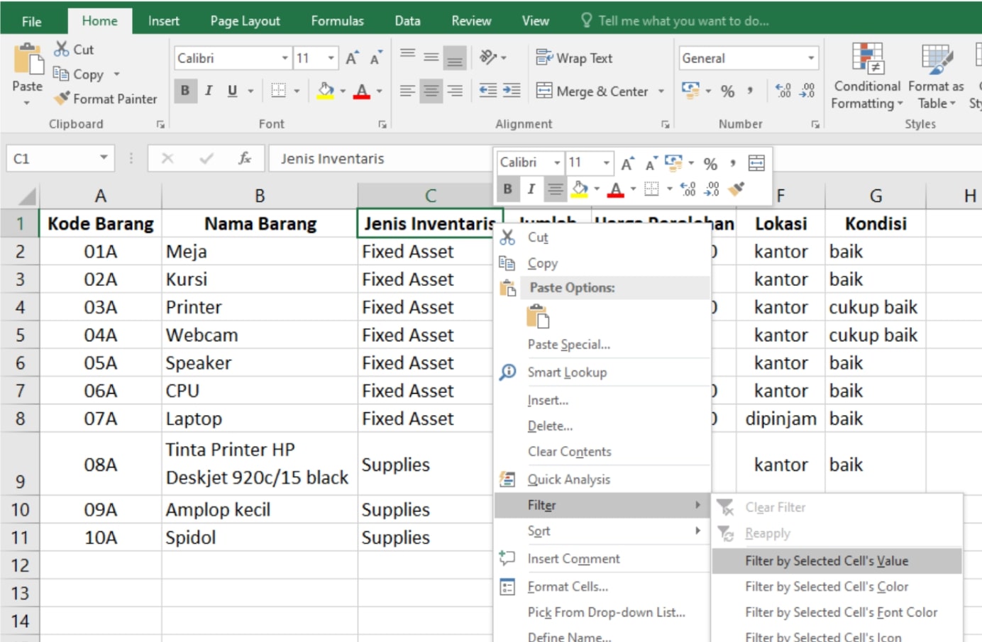 Cara Mudah Membuat Daftar Inventaris Kantor Excel dengan Template dan ...